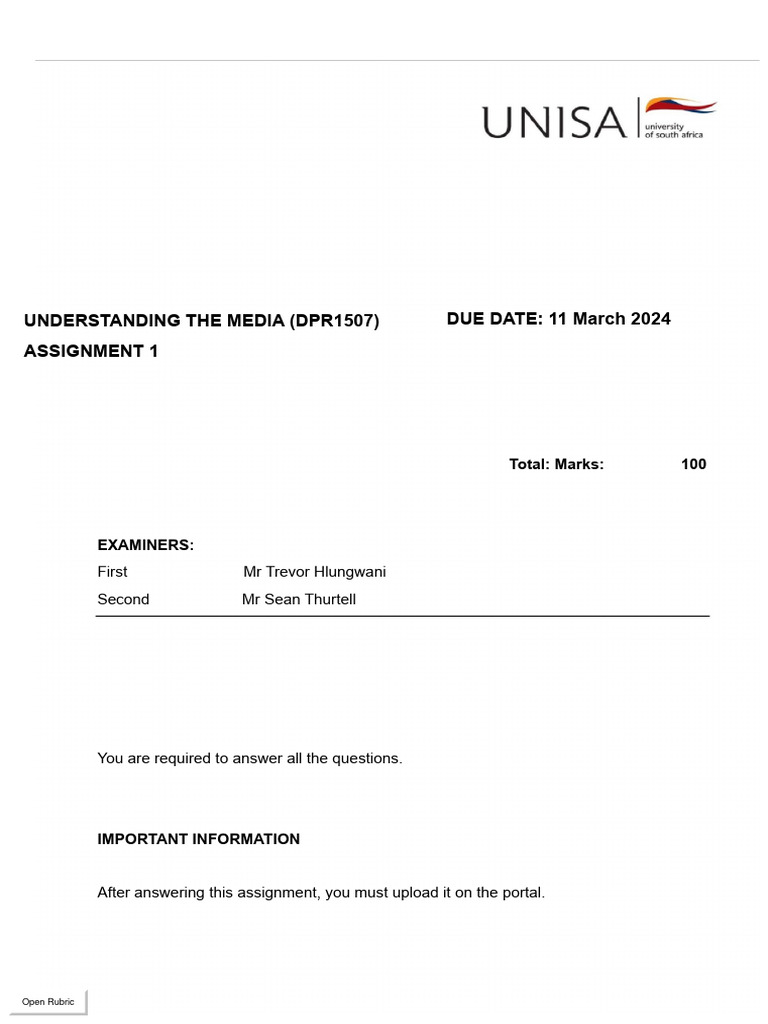 DPR1507 Assignment 1 2024 | PDF