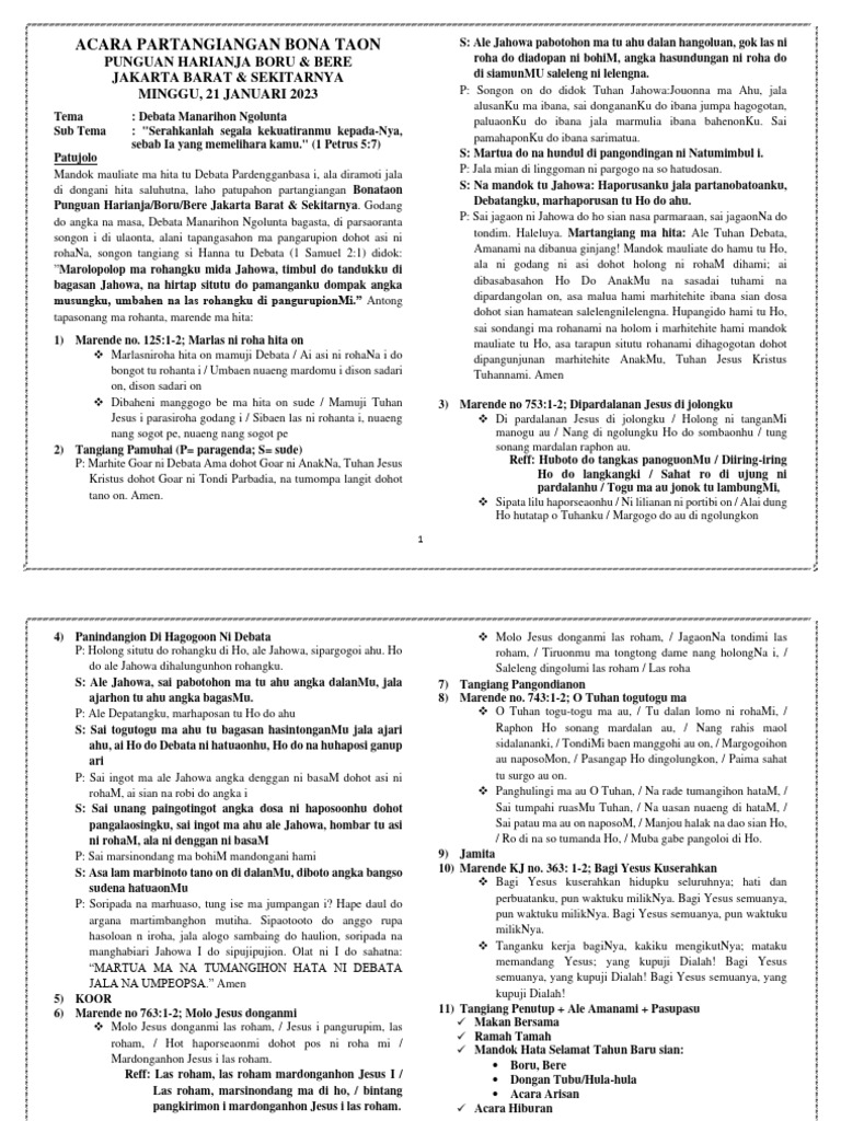 Buku Acara Bonataon Hariandja Jakarta Barat | PDF