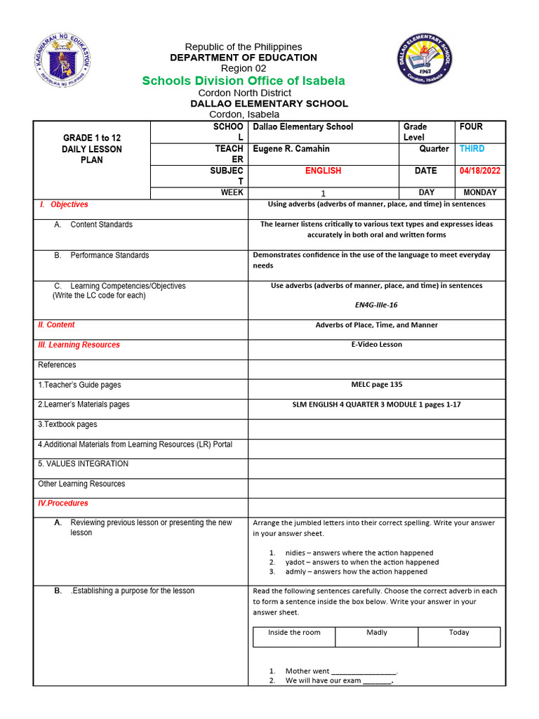 Eng Cot 2022 | PDF | Adverb | Linguistics