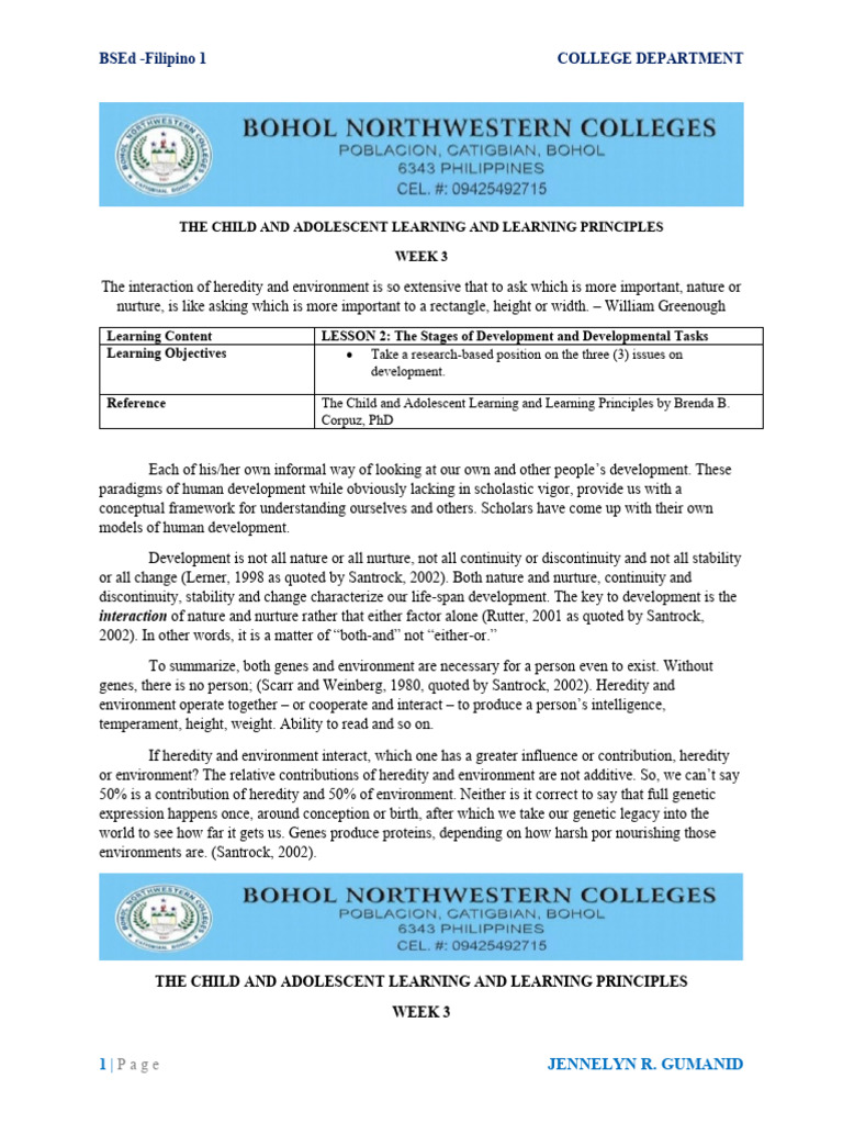 Educ 1. Week 3 - Prieto, Allyssa Jane U. | PDF