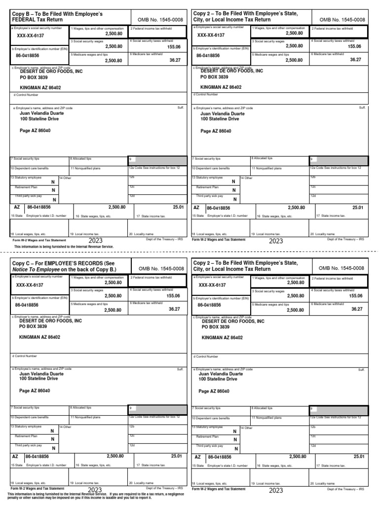 W2 Taco Bell | PDF | Irs Tax Forms | 401(K)