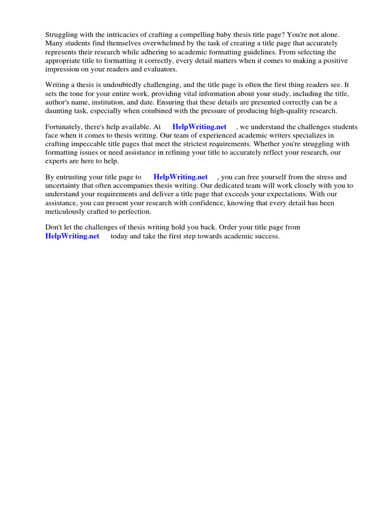 Baby Thesis Title Page | PDF