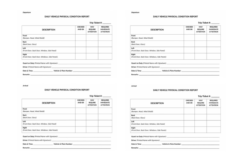 Daily Vehicle Physical Condition Report 2023 | PDF