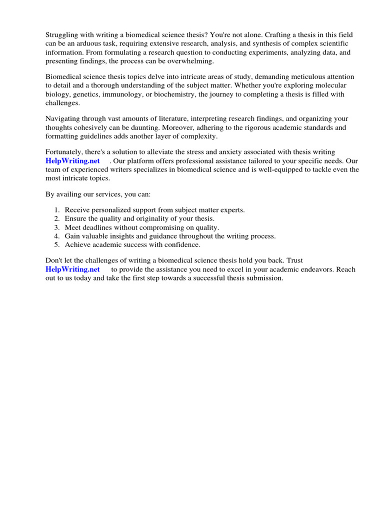Biomedical Science Thesis Topics | PDF | Biomedical Engineering ...