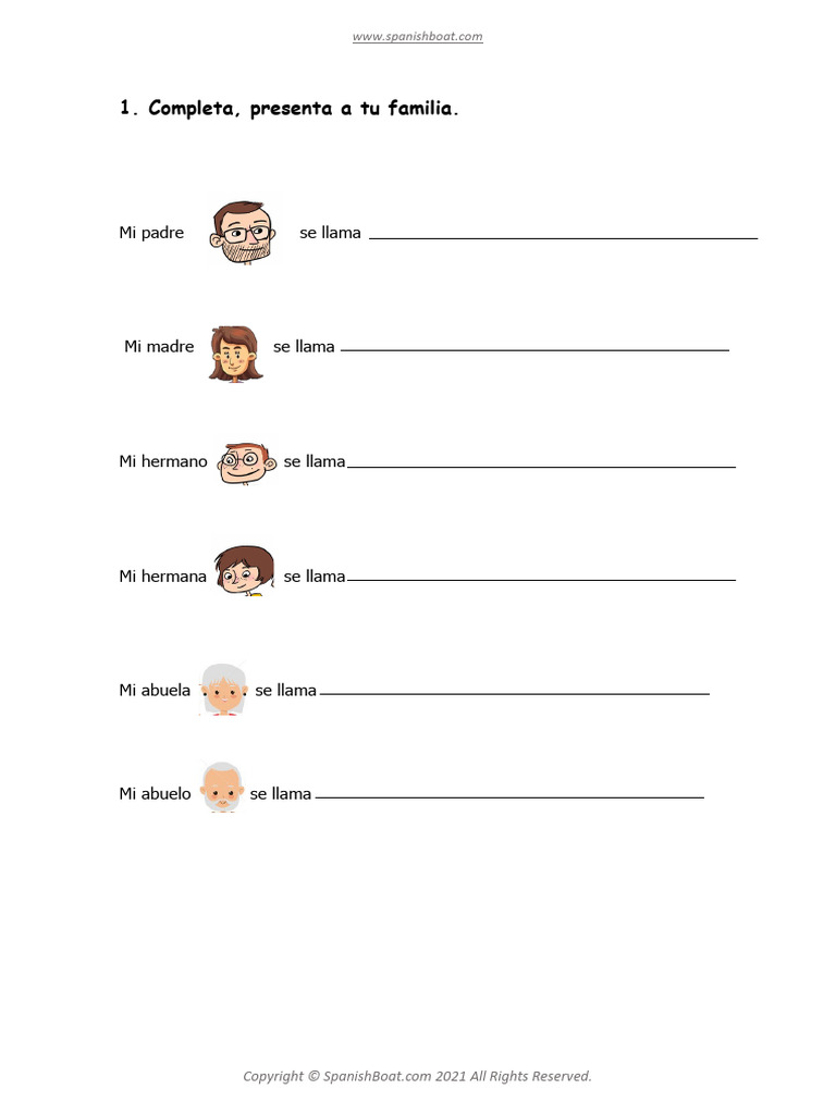 Family Members Spanish Worksheet 3 | PDF