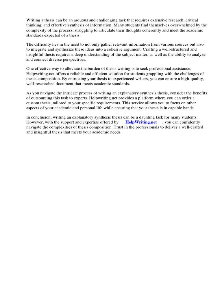 Explanatory Synthesis Thesis Examples | PDF | Essays | Dialectic