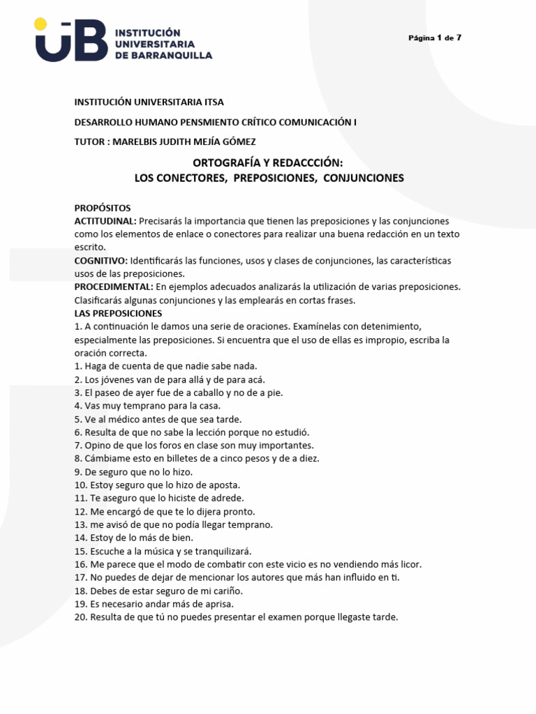 Conectores, Preposiciones y Conjunciones | PDF