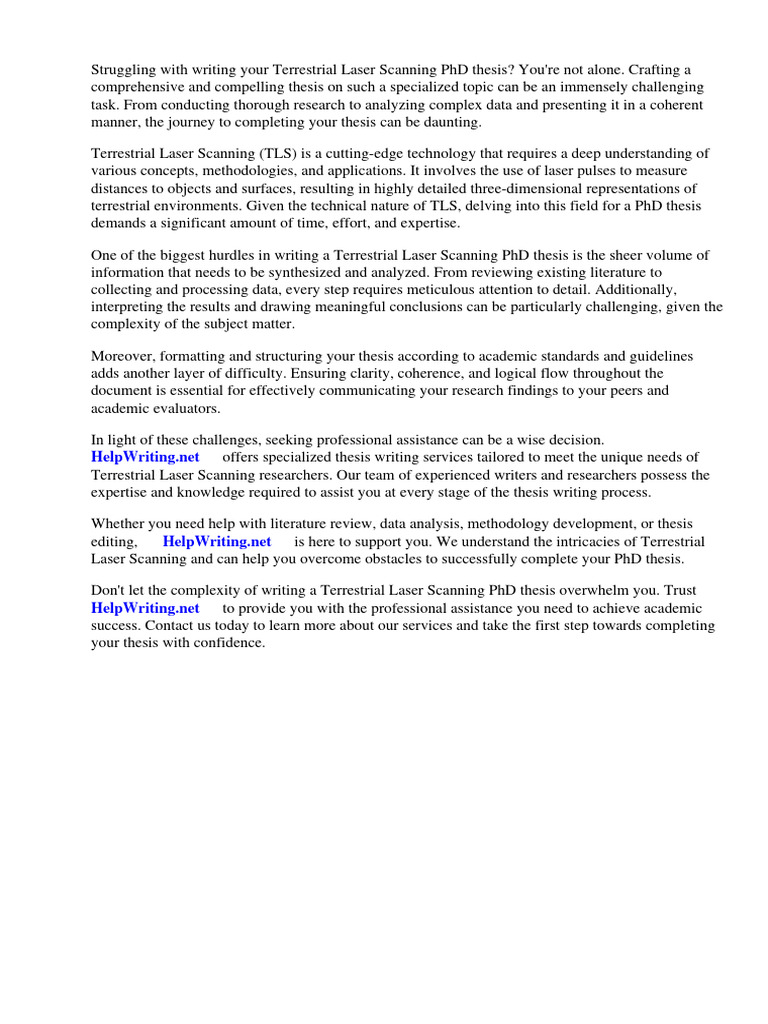 Terrestrial Laser Scanning Phd Thesis Pdf Lidar Image Scanner