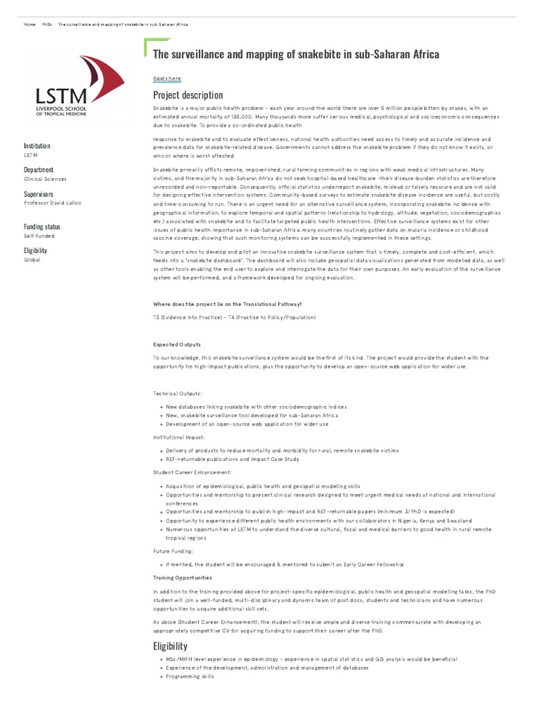 The Surveillance and Mapping of Snakebite in Sub-Saharan Africa - Grow ...