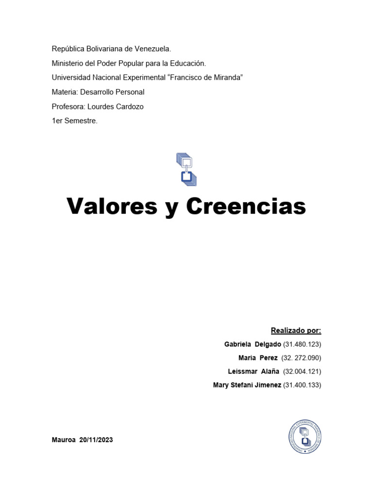 Valores y Creencias | PDF | Business | Calidad (comercial)