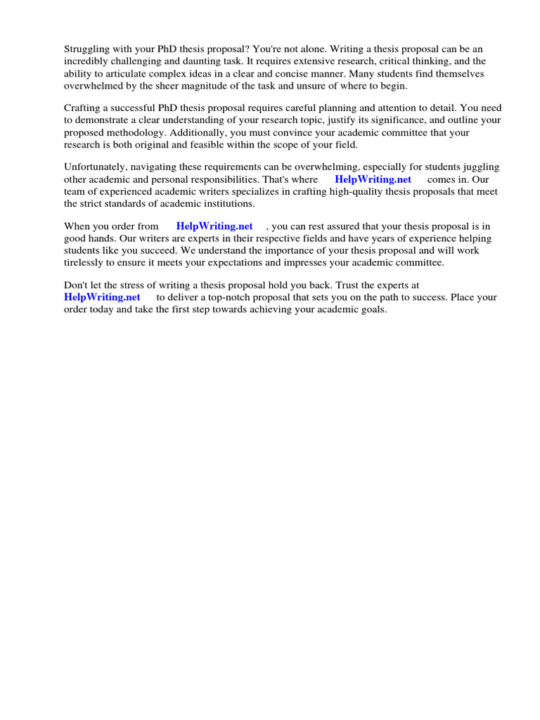 Examples of PHD Thesis Proposals | PDF | Methodology | Thesis