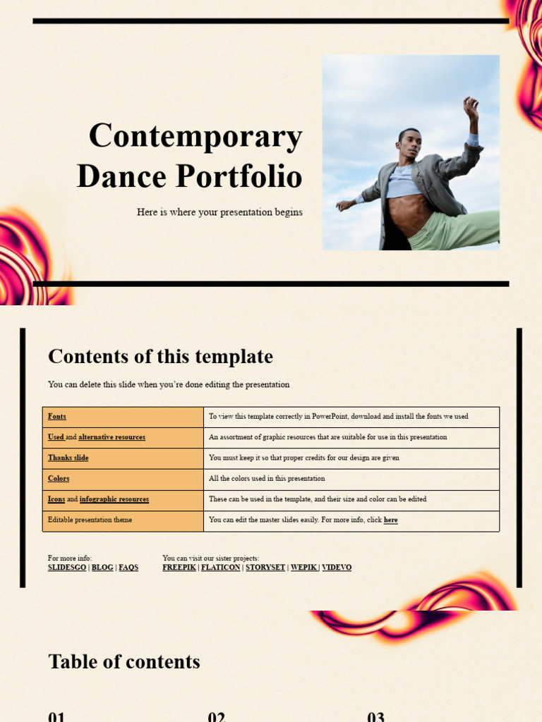 Contemporary Dance Portfolio by Slidesgo | PDF | Art