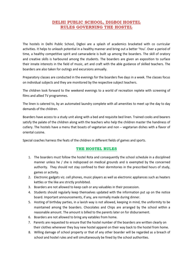 Hostel Rules | PDF