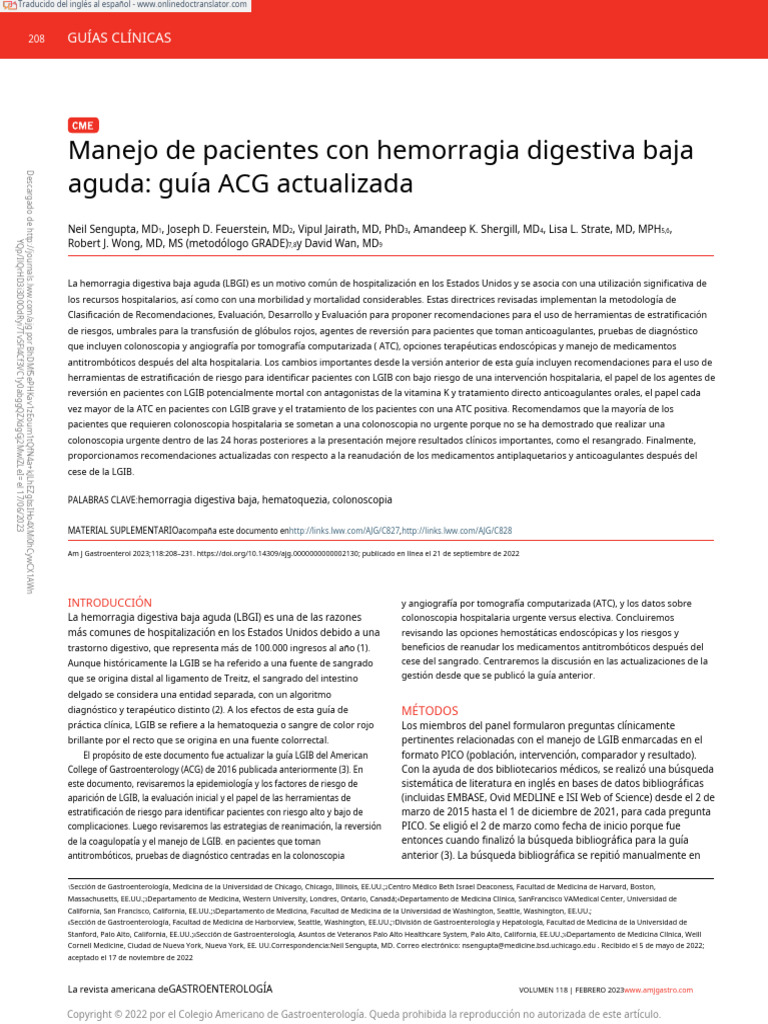 ACG Guideline Lower GI Bleeding .En - Es | PDF | Aspirina | Cáncer ...