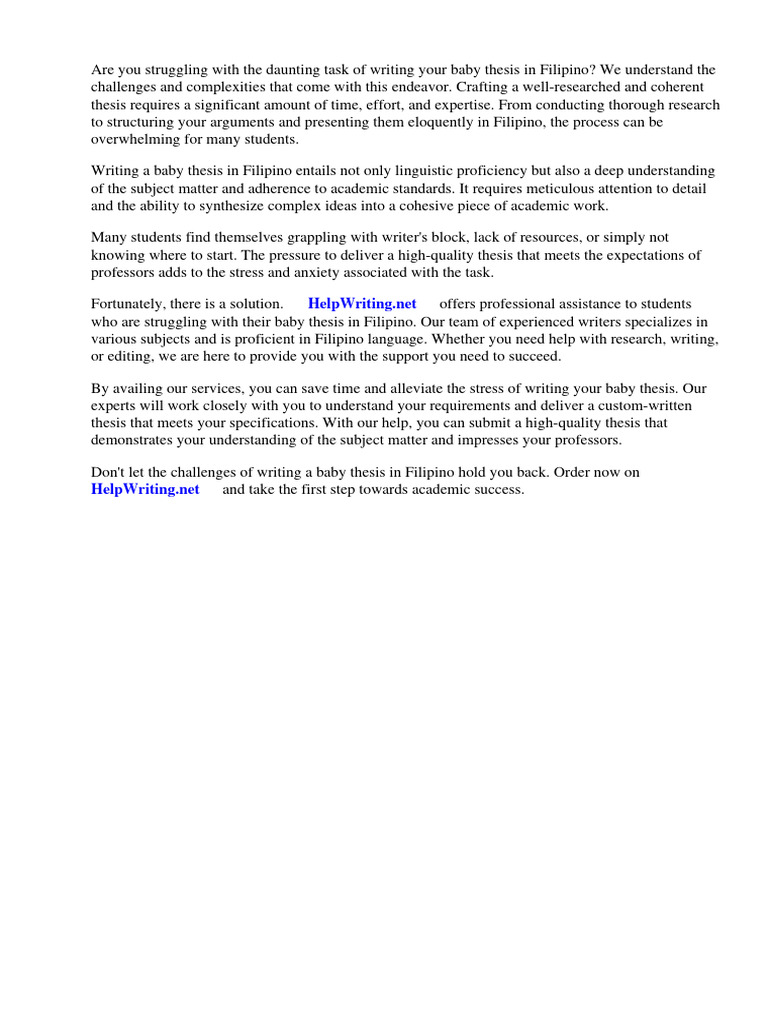 Baby Thesis Sa Filipino Halimbawa | PDF | Tagalog Language | Human ...