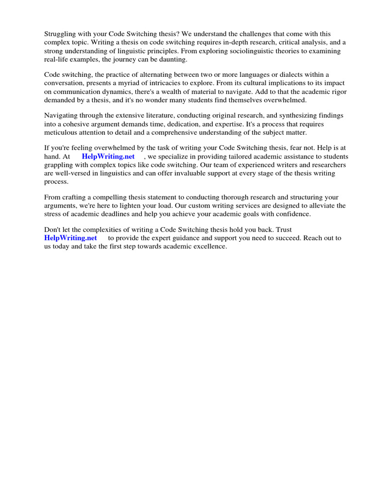 Code Switching Thesis | PDF | Multilingualism | Linguistics