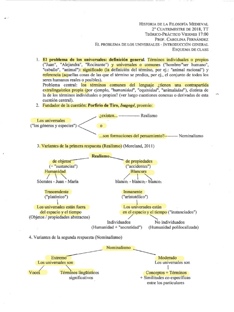 E2 Esquema de Clase Los Universales | PDF