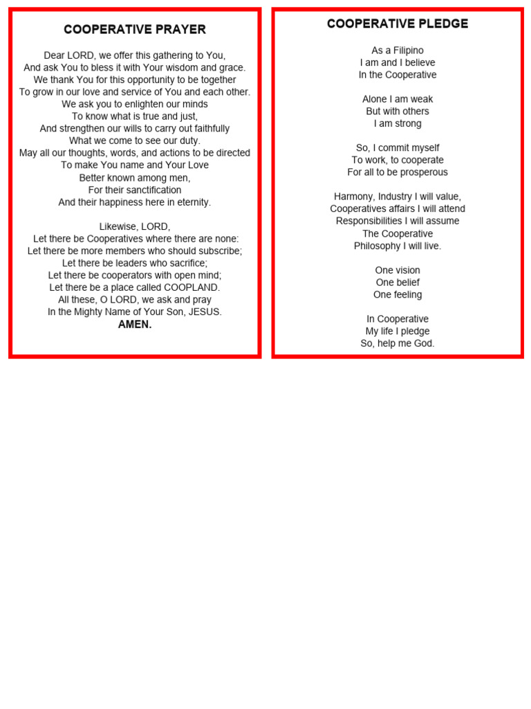 PLEDGE AND PRAYER | PDF | Prayer | Love