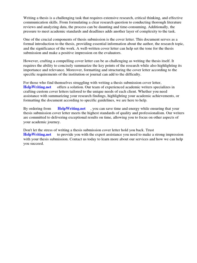 Thesis Submission Cover Letter | PDF