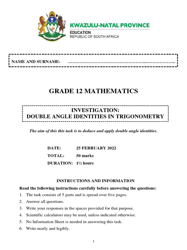Double Angle Identities in Trigonometry | PDF | Computers