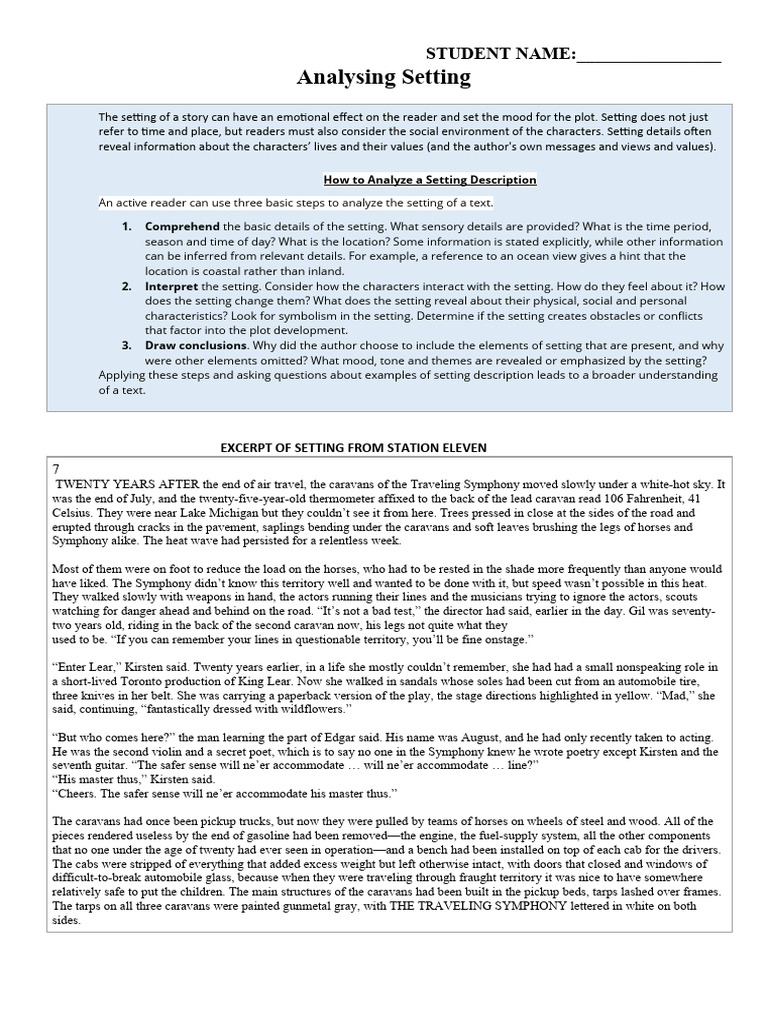 Analysing Setting - Station Eleven | PDF
