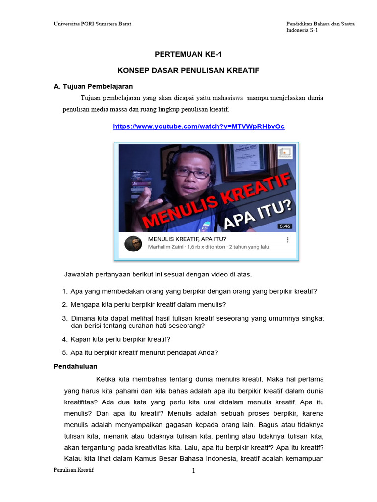 Dasar Penulisan Kreatif | PDF