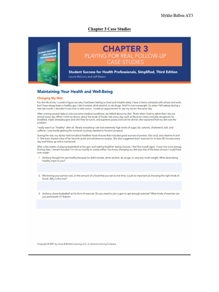 Chapter 3 Homework | PDF | Stress (Biology) | Healthy Diet