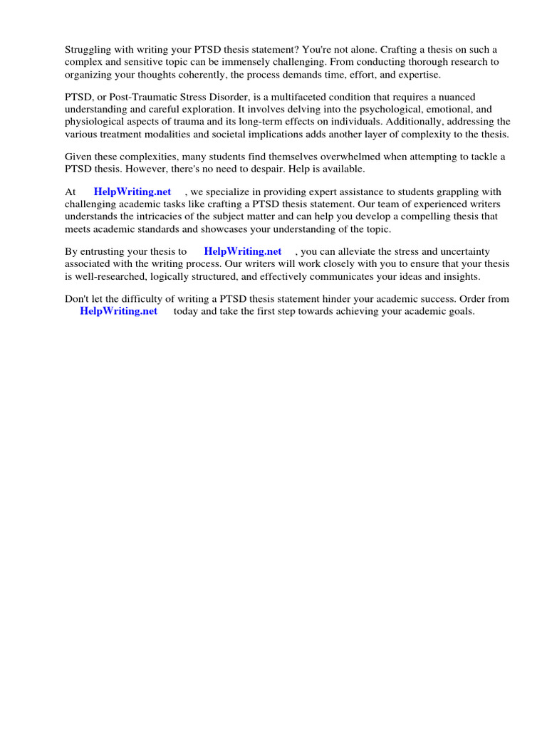 PTSD Thesis Statement | PDF