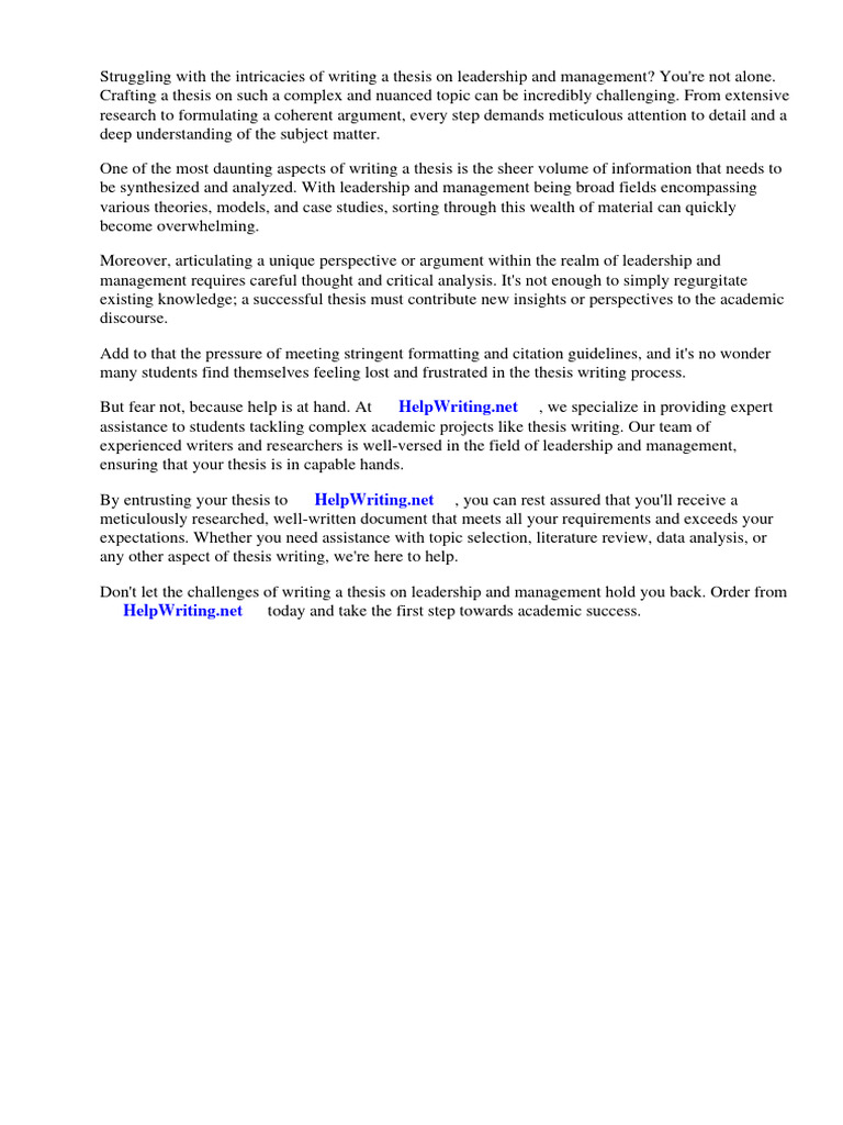 Thesis On Leadership and Management | PDF | Leadership | Thesis