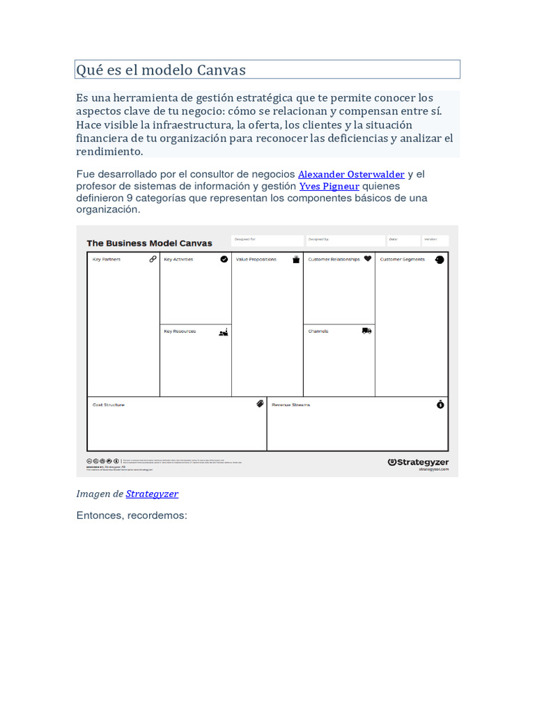 Qué Es El Modelo Canvas | PDF | Business | Economias