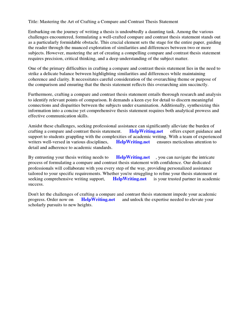 Crafting a Compare and Contrast Thesis | PDF | Essays | Brainstorming