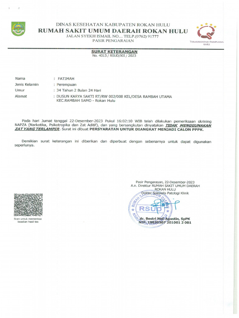 Surat Ket Nafza | PDF