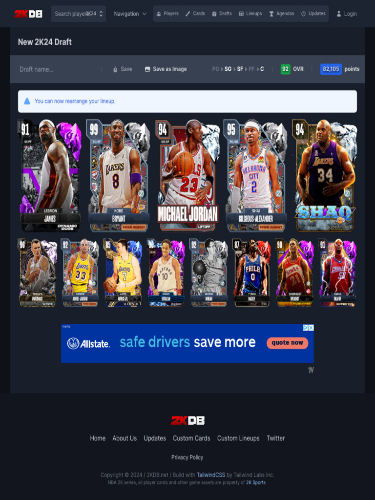 NBA 2K24 2KDB MyTeam Database | PDF