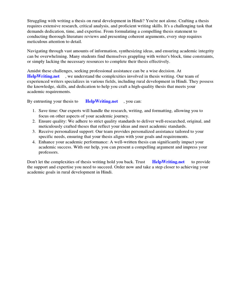 Thesis On Rural Development in Hindi | PDF