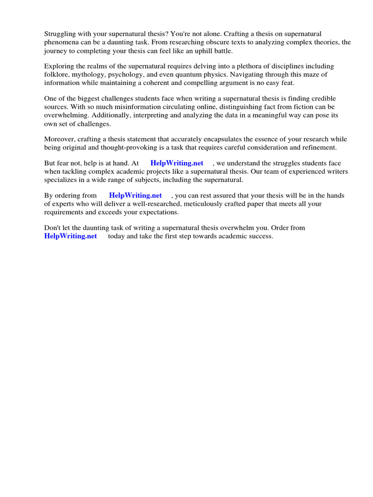 Supernatural Thesis Statement | PDF | Macbeth | Witchcraft