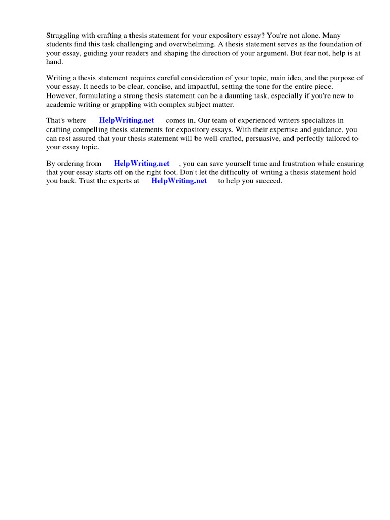 Thesis Statement Examples For Expository Essays | PDF