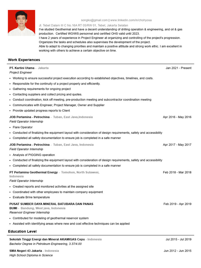 CV - Chohyo Sasongko Aji | PDF