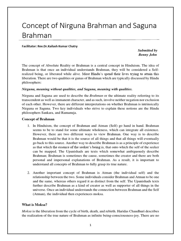 Nirguna and Saguna Brahman | Download Free PDF | Brahman | Ātman (Hinduism)