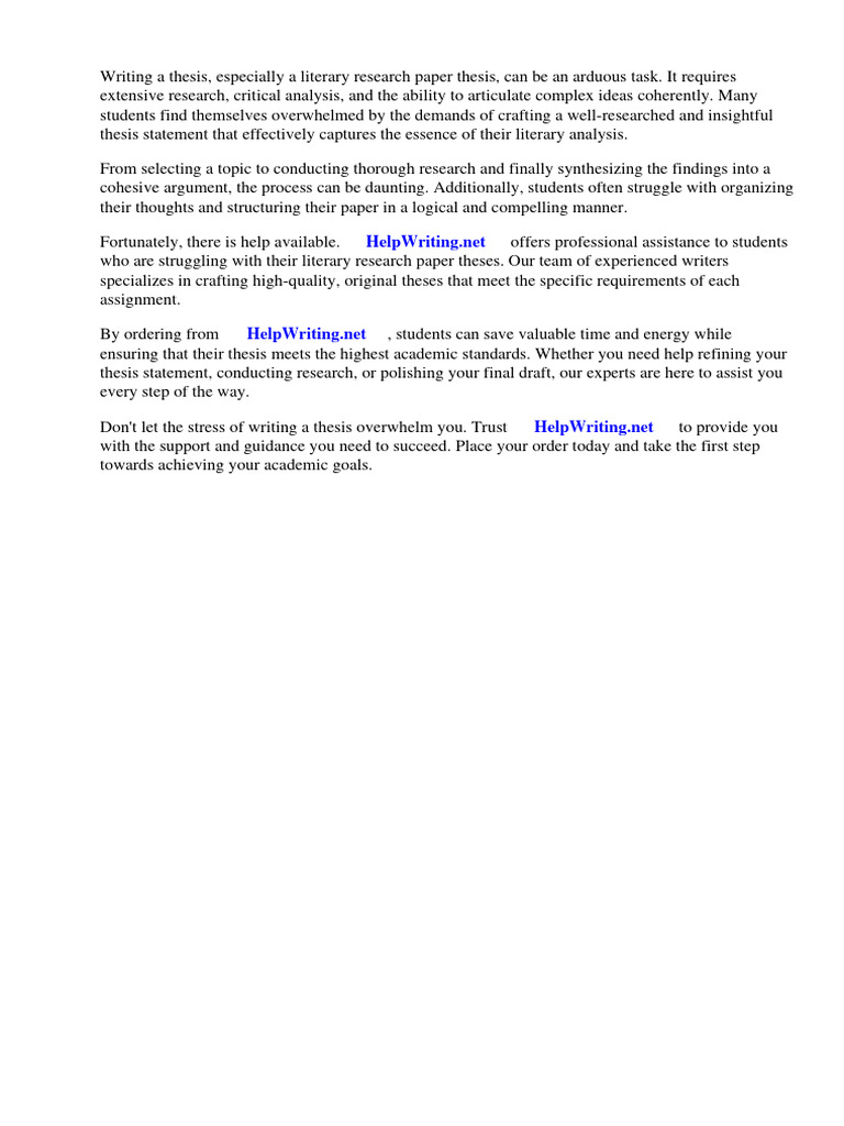 Literary Research Paper Thesis Examples | PDF | Self-Improvement