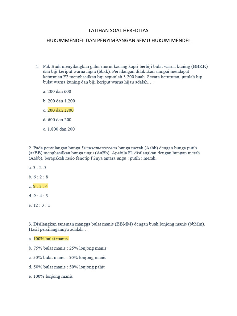 Latihan Soal Hereditas Azzam Xii Ipa | PDF | Sains & Matematika