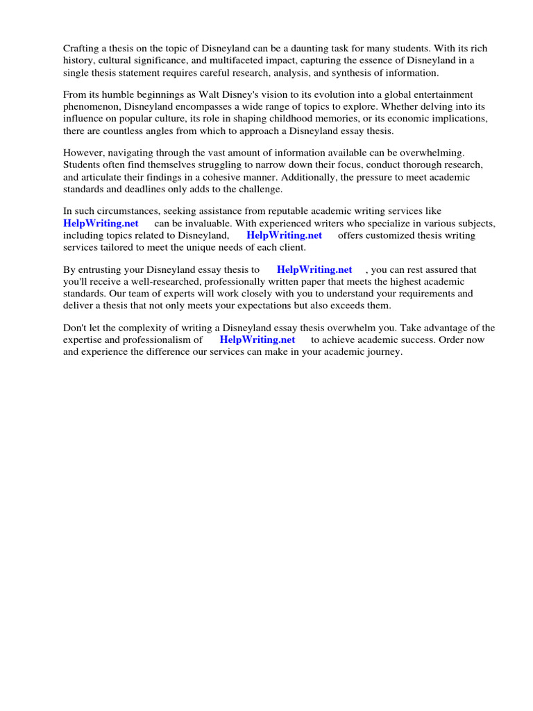 Disneyland Essay Thesis | PDF | The Walt Disney Company | Walt Disney