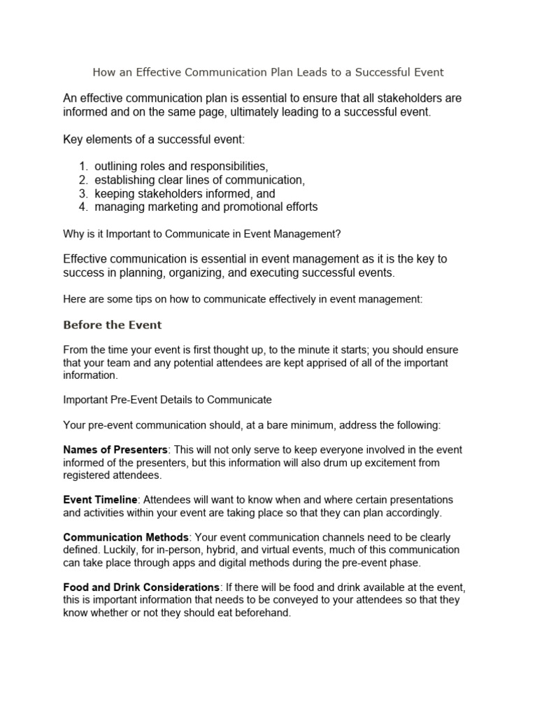 Effective Communication for Event Success | PDF | Communication | Marketing