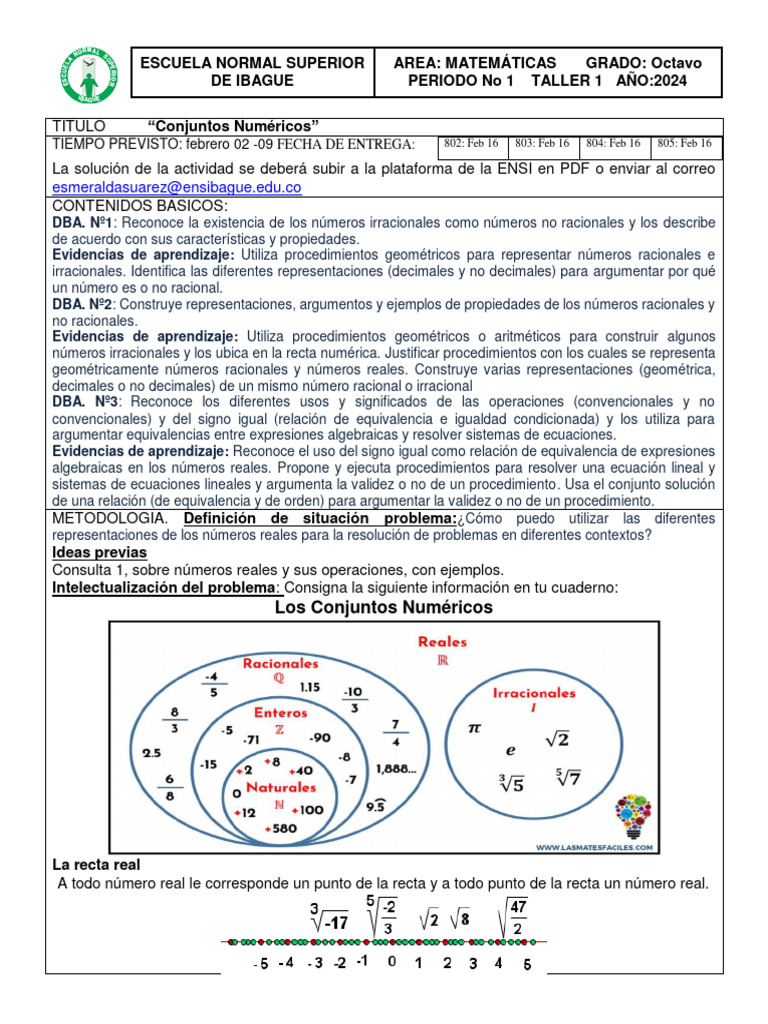Taller sobre Conjuntos Numéricos | PDF | División (Matemáticas ...
