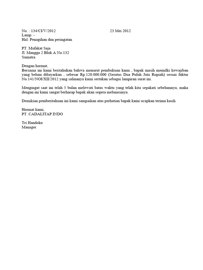 Contoh Surat Tagihan | PDF
