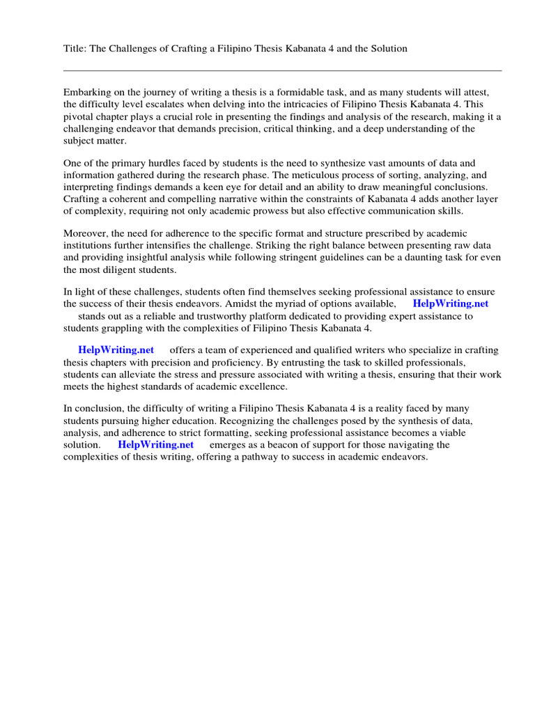 Filipino Thesis Sample Kabanata 4 | PDF
