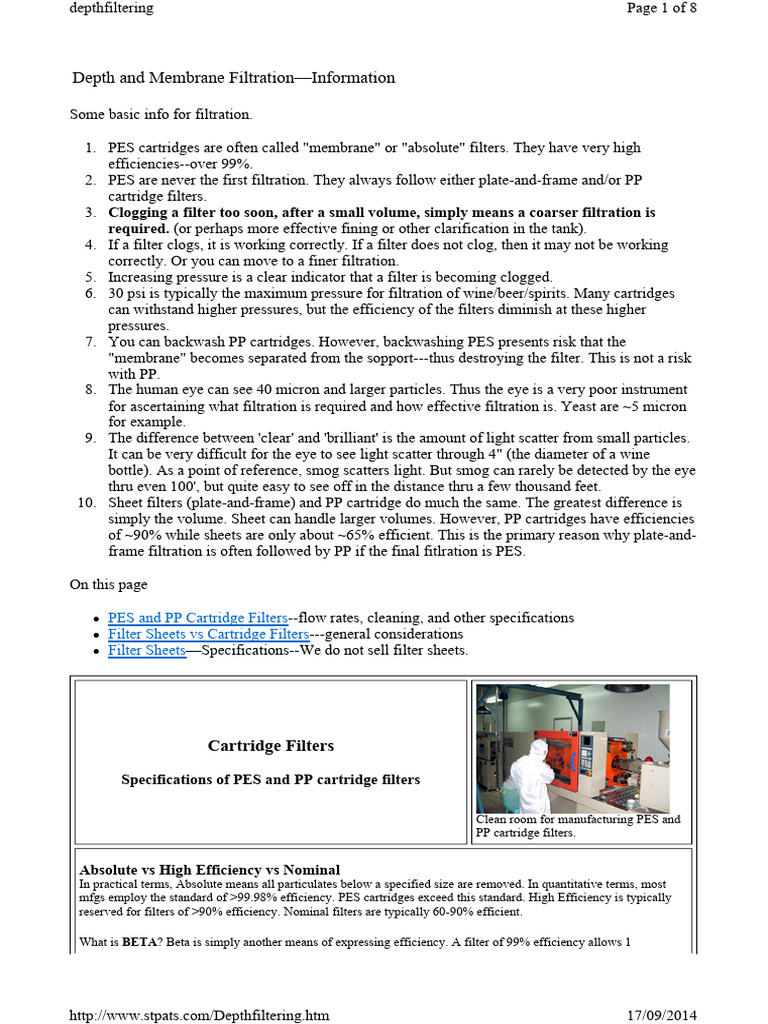 Depth Filtering For Sterilization Process | PDF | Filtration | Porosity