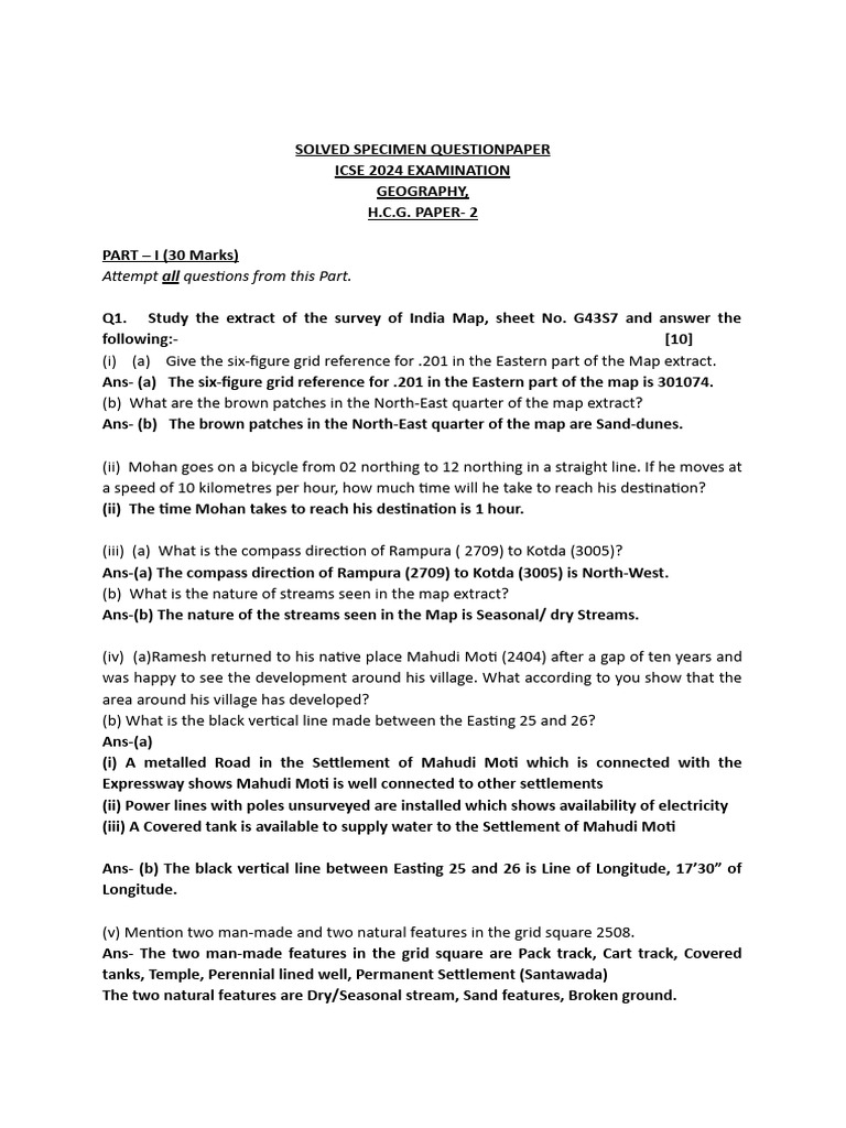 ICSE 2024 Geography Solved Specimen Paper | PDF | Waste | Soil