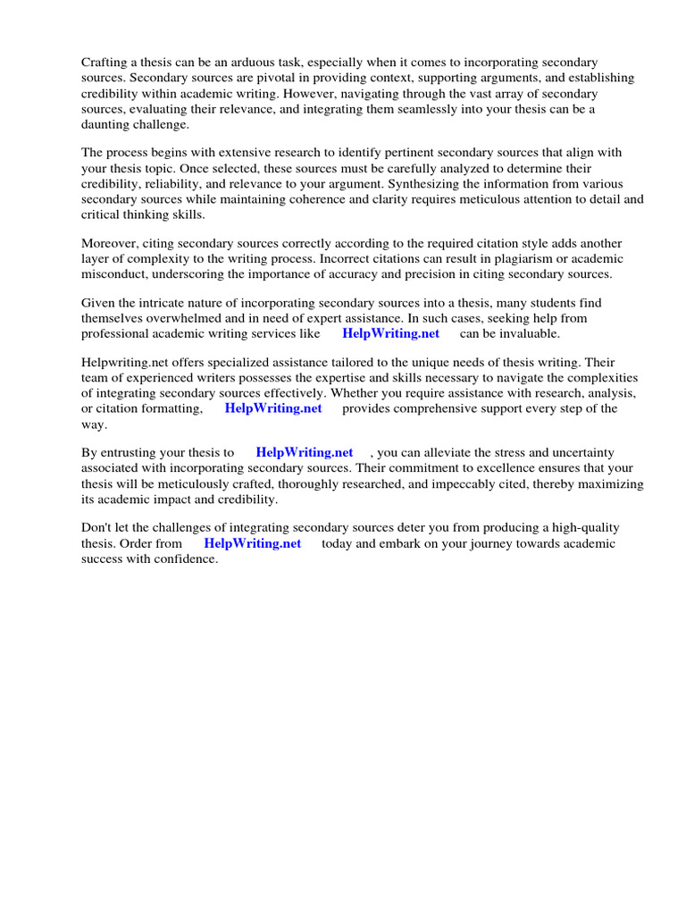 Secondary Sources Thesis | PDF | Primary Sources | Citation