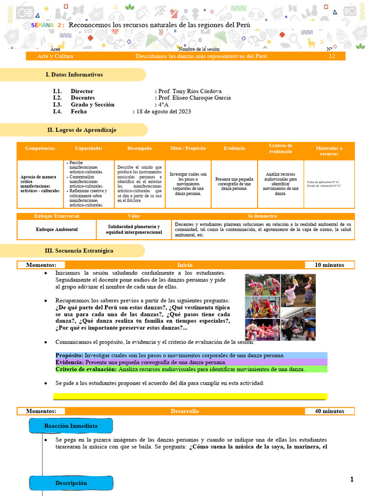 5.2. Sesión 12 - Describimos las danzas más representativas del Perú ... 5.2. Sesión 12 - Describimos las danzas más representativas del Perú ...