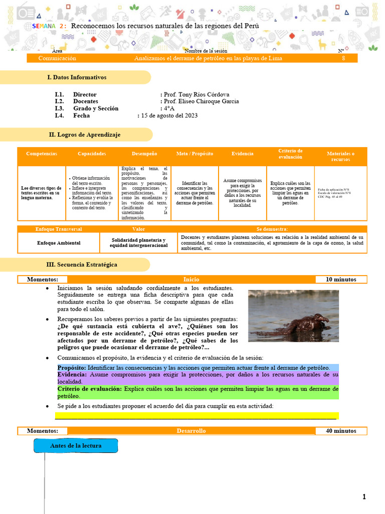 5.2. Sesión 8 - Analizamos El Derrame de Petróleo en Las Palayas de ...